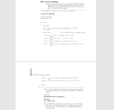 solved lab 4 4 the switch statement exerase 1 being in the