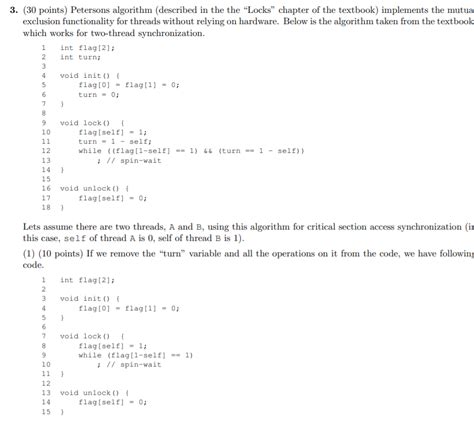 Solved 3 30 Points Petersons Algorithm Described In The