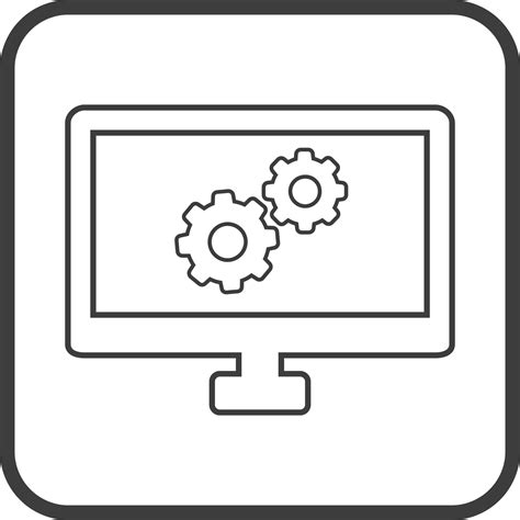 Computer Setting Icon In Thin Line Black Square Frames 25213065 Png