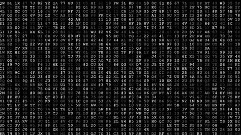 Random Symbols Numbers And Letters Scrolling Of Encrypted Data Black Video Background Stock