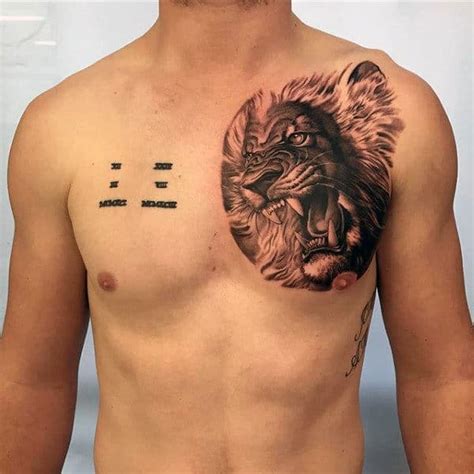 Lion Chest Tattoo Ideas Male