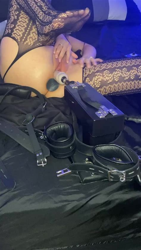 Full Speed Fuck Machine And A Vibrating Butt Plug Equals An Amazing Orgasm