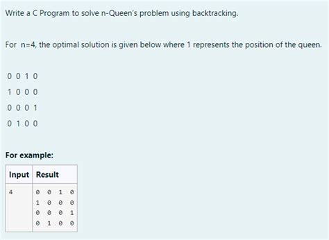 Solved Write A C Program To Solve N Queens Problem Using