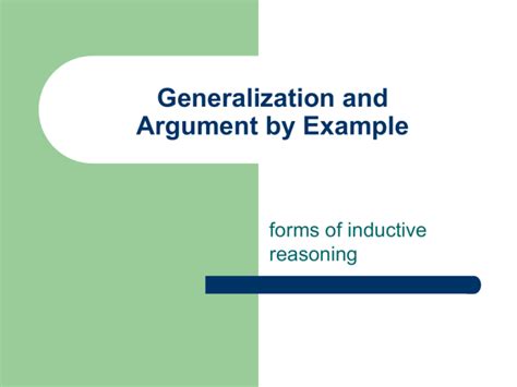 Generalization And Example
