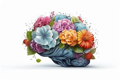 Premium Ai Image Brain With Flowers Illustration Creative Mind