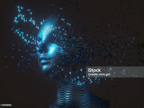 인공 지능의 Virtual Digital 책임자 딥 러닝 개념입니다 홀로그램 3d 렌더링 3차원 형태에 대한 스톡 사진 및 기타 이미지 Istock