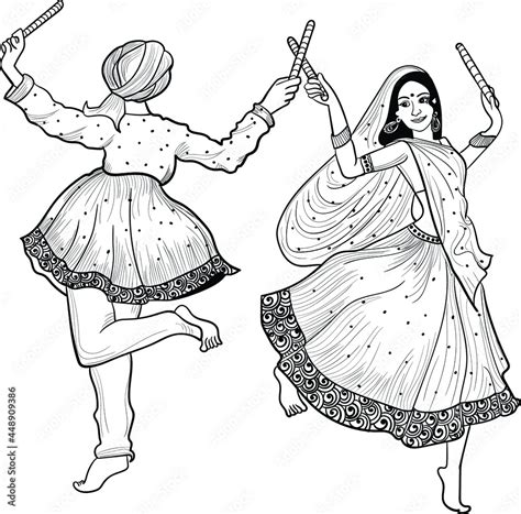 Indian Folk Dance Clipart Blackandwhite