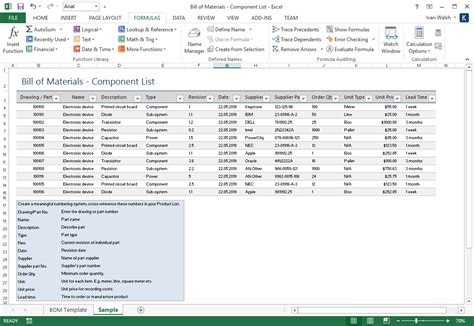 Bill Of Materials Template MS Word Excel MS Office Templates With AI Prompts