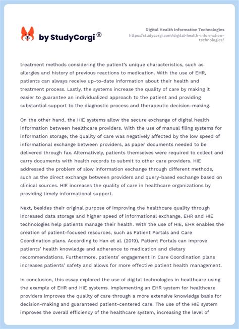 Digital Health Information Technologies Free Essay Example