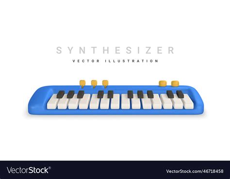 3d Realistic Synthesizer Music Concept Design Vector Image