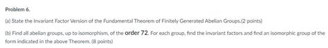 Solved Problem 6 A State The Invariant Factor Version Of