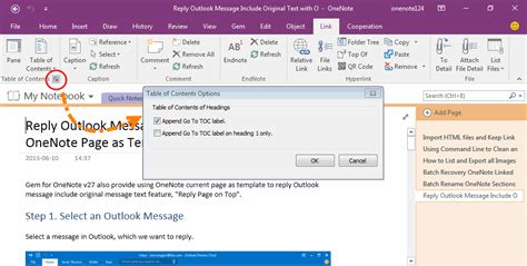 Create Table Of Contents Of Headings For Onenote And Add Label Top Of Headings To Jump Back Toc