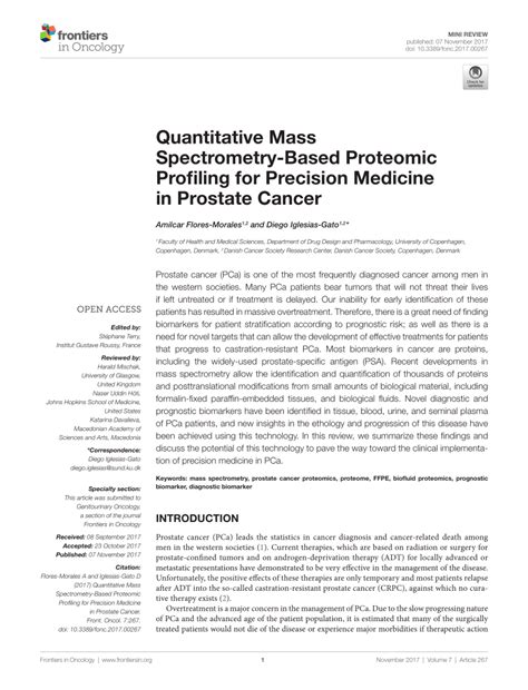 Pdf Quantitative Mass Spectrometry Based Proteomic Profiling For
