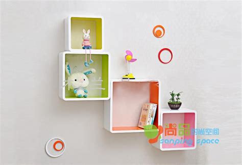 创意家居 圆角正方形格子四件套 壁挂 置物架 展示架搁板创意格子 尚品时尚空间