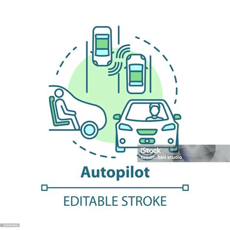 자동 조종 장치 개념 아이콘입니다 자율 주행 자동차 무인 차량 스마트 자동차 자율 주행 자동 아이디어 얇은 라인 그림 벡터 절연