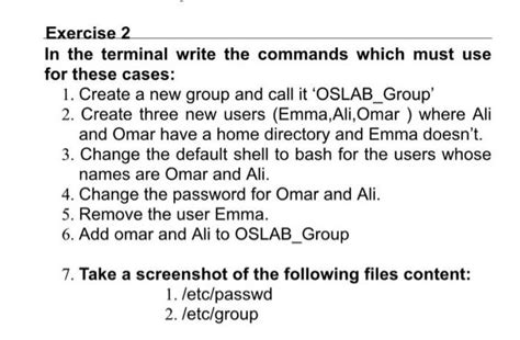 In The Terminal Write The Commands Which Must Use For