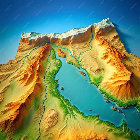 Mapa De Egipto Mapa Topográfico Digital 3d De Gran Altitud Imagen