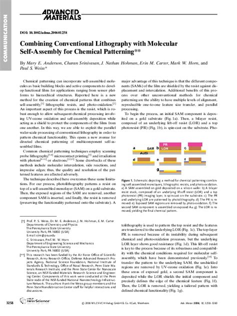 Pdf Combining Conventional Lithography With Molecular Self Assembly