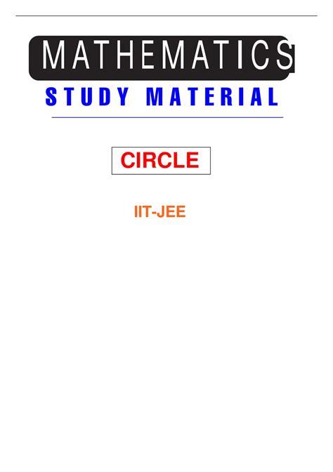 Iit Jee Main Notes On Circle Iit Jee Neet Nda Bitsat Ap Calculus Stuvia Us