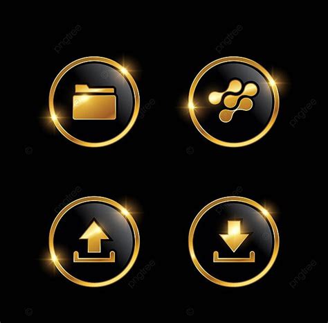 Golden Web Development Icon Set Set Internet Screen Vector Set