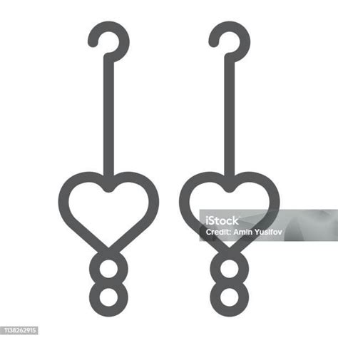 하트 귀걸이 라인 아이콘 사랑과 보석 보석 기호 벡터 그래픽 흰색 바탕에 선형 패턴 10에 대한 스톡 벡터 아트 및 기타 이미지