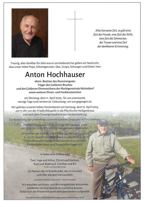 Todesfall Anton Hochhauser