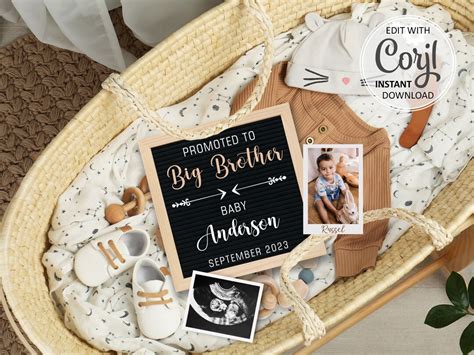 Big Brother Pregnancy Announcement Digital Second Baby Announcement Editable For Social Media