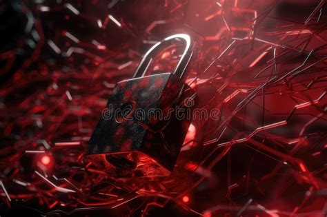 Cybersecurity Overlay Padlock In Red For Password Concept Ai Generated Stock Illustration