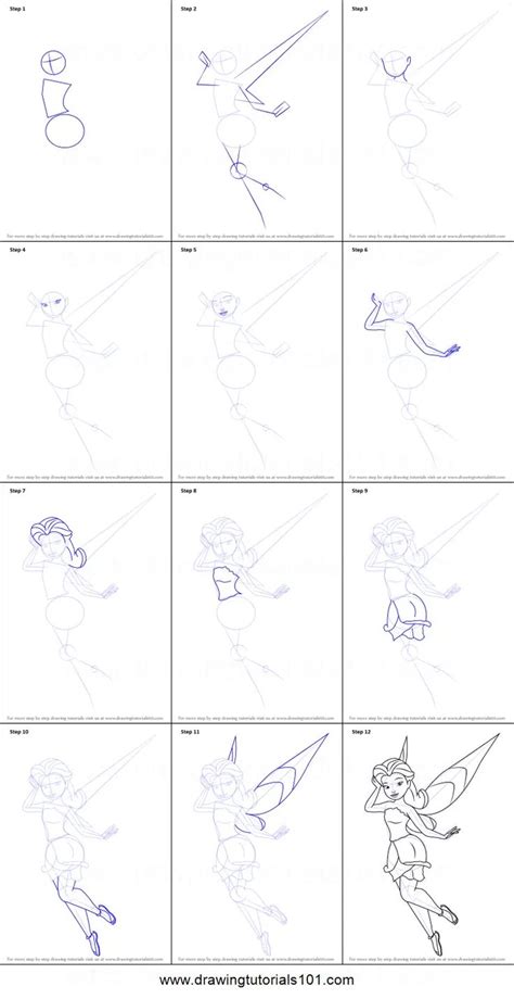 How To Draw Rosetta Garden Fairy From Tinker Bell Printable Step By Step Drawing Sheet