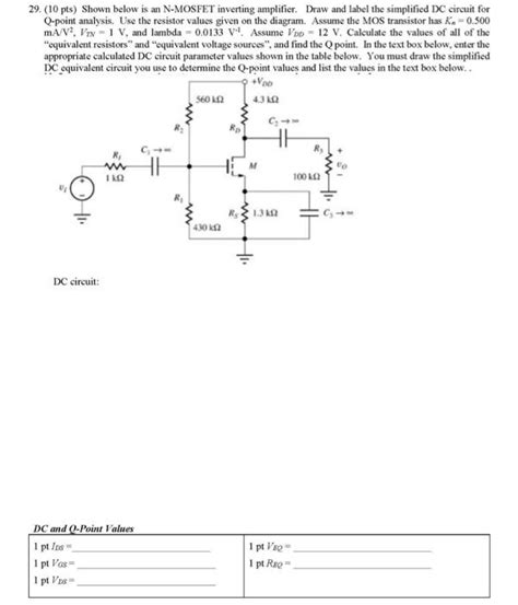 Solved 29 10 Pts Shown Below Is An N Mosfet Inverting