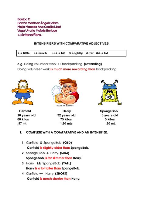 Intensifiers With Comparative Adjectives Worksheets
