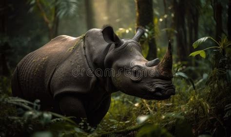 A Beautiful Photograph Of A Javan Rhino Stock Illustration Illustration Of Safari Horned