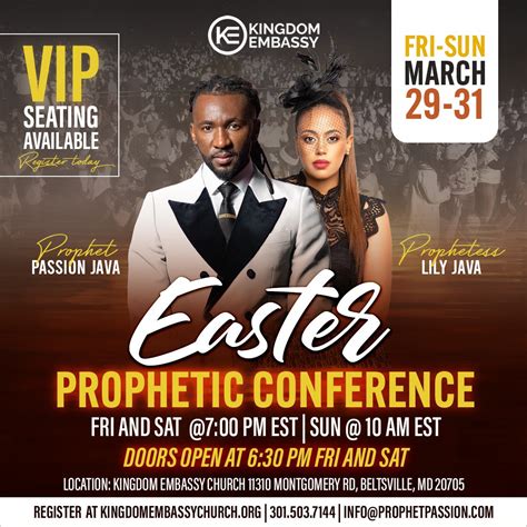 Maryland Easter Conference With Prophet Passion Java And Prophetess Lily Java Kingdom Embassy