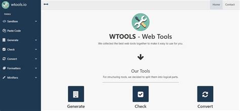 Web Tools Kit Of Tools Such As Generators Minifiers Formatters