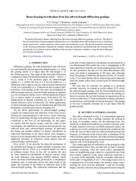 Pdf Beam Focusing In Reflections From Flat Subwavelength Diffraction Gratings
