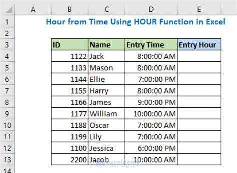 How To Use Hour Function In Excel 5 Easy Examples Exceldemy