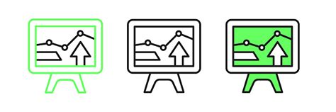 설정 라인 그래프 차트 아이콘이 있는 컴퓨터 모니터는 흰색 배경에 고립되어 있습니다 보고서 텍스트 파일 아이콘입니다 회계 기호입니다 감사 분석 계획 벡터 0명에 대한 스톡