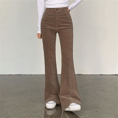 로트 골덴 하이웨스트 슬림 부츠컷 팬츠 3color 코듀로이스판바지롱팬츠유니크s~xl 에이블리