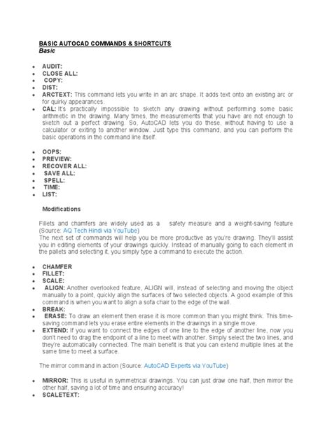 Basic Autocad Commands Pdf Angle Geometry