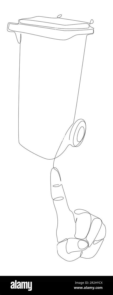 One Continuous Line Of Hand With Garbage Bin Thin Line Illustration Vector Concept Contour