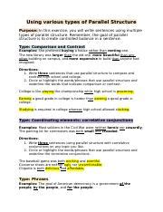 Enhancing Writing Skills Through Parallel Structure Exercises Course Hero