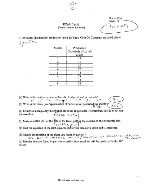Solution Key To Exam 2 Elementary Mathematical Methods Math 110 Docsity