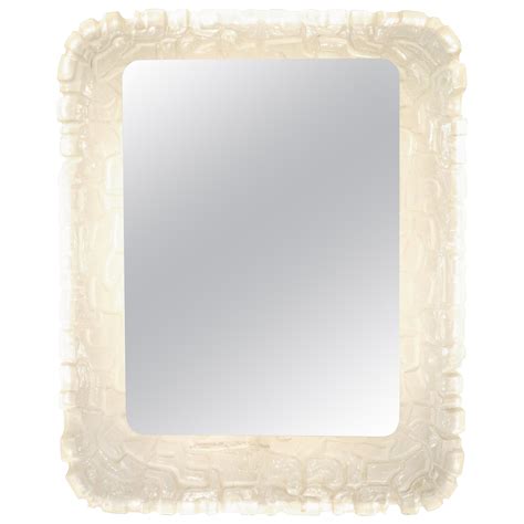 Illuminated Rectangular Mirror With Molded Resin Scalloped Frame At 1stdibs