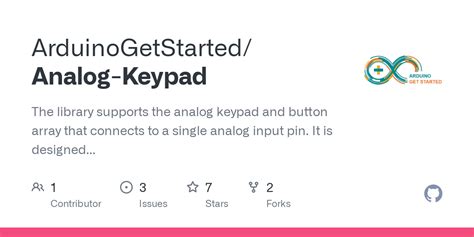 Github Arduinogetstartedanalog Keypad The Library Supports The Analog Keypad And Button