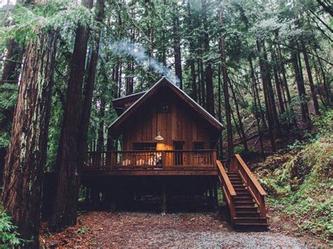 Rustic Cabin In The Woods Redwood Houses Redwood Log Cabin Redwood