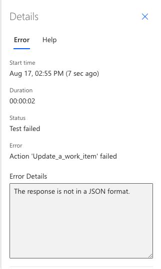 Power Automate Update Work Item Error Response In Json Format