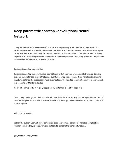 Deep Parametric Nonstop Convolutional Neural Network Deep Parametric