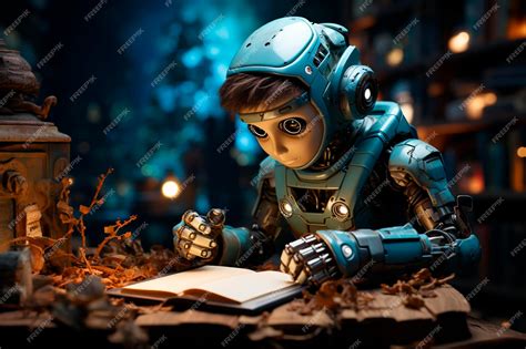 Premium Ai Image Artificial Intelligence Robot Working At Office Desk With Computergenerative Ai