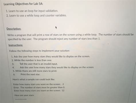 Solved Learning Objectives For Lab A Learn To Use An Chegg