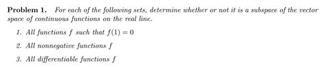 solved problem 1 for each of the following sets determine